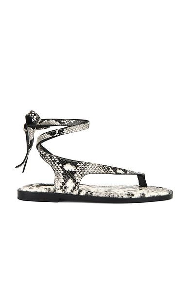 A.emery Heidi Snake-embossed Leather Ankle Tie Sandals - Eggshell Snake