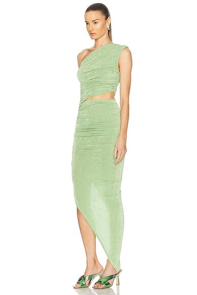 Marianna Senchina One-shoulder Cut-out Jersey Dress - Green