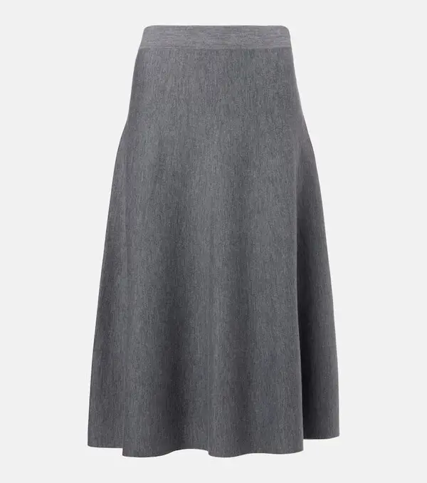 Jardin Des Orangers Wool High-rise Midi Skirt - Grey