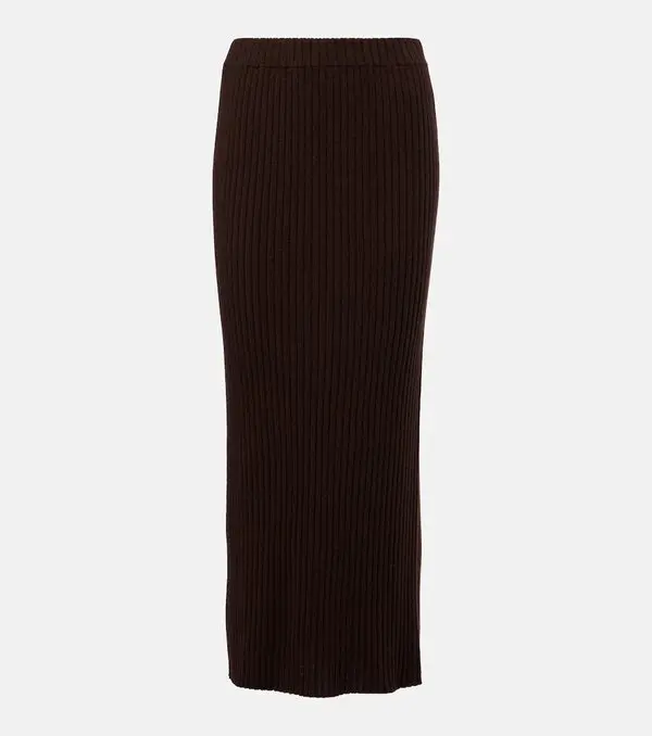 Jardin Des Orangers Ribbed-knit Cashmere Maxi Skirt - Brown