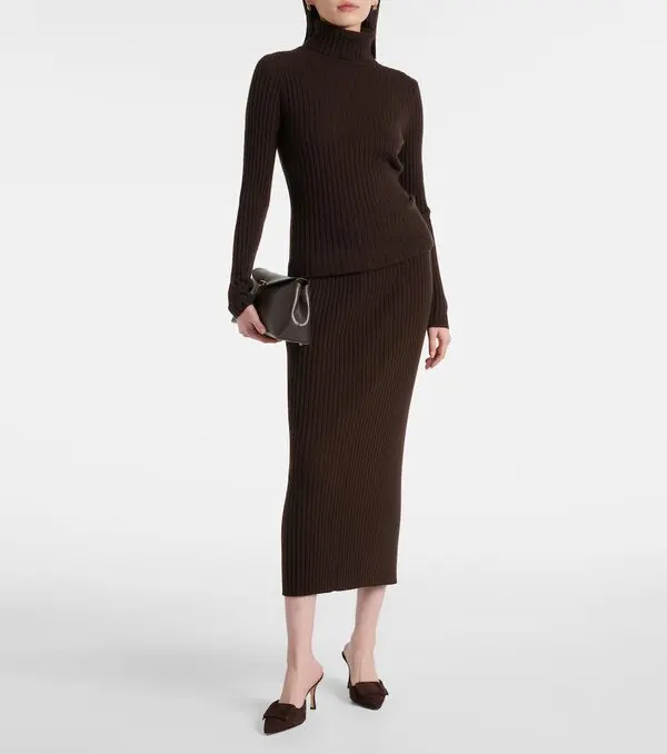 Jardin Des Orangers Ribbed-knit Cashmere Maxi Skirt