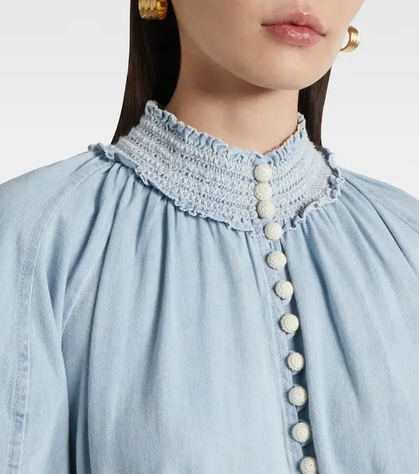 Zimmermann Ascension Ruffled Denim Mini Dress