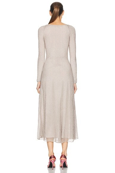 Alaïa Metallic Crochet Knit Long Chain Dress - Argent