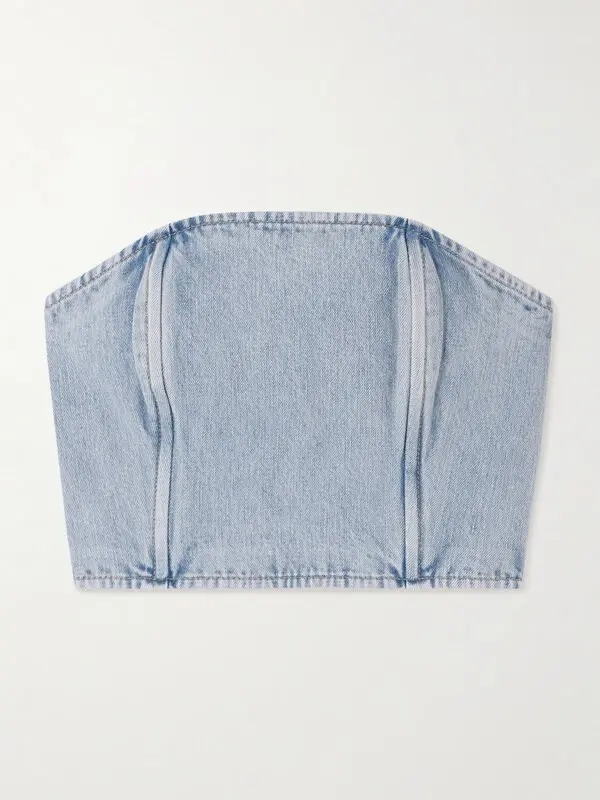 Wardrobe.NYC Strapless Denim Corset Top