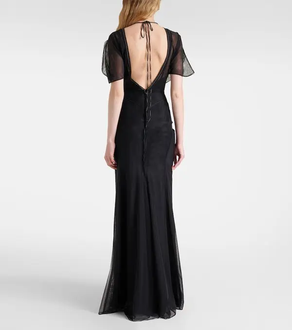 Victoria Beckham Bella Gathered Open Back Organza Gown