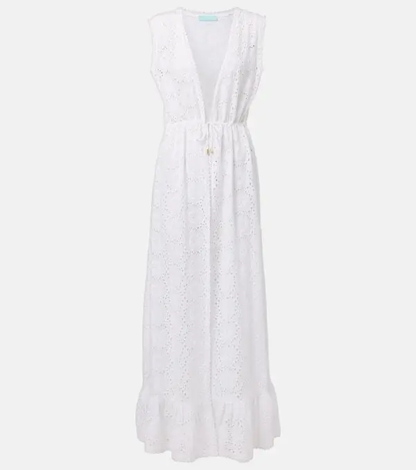 Melissa Odabash Tessa Embroidered Floral Beach Dress - White