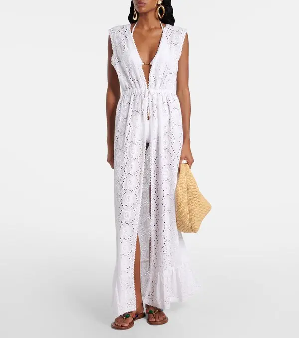 Melissa Odabash Embroidered Floral Beach Dress - White