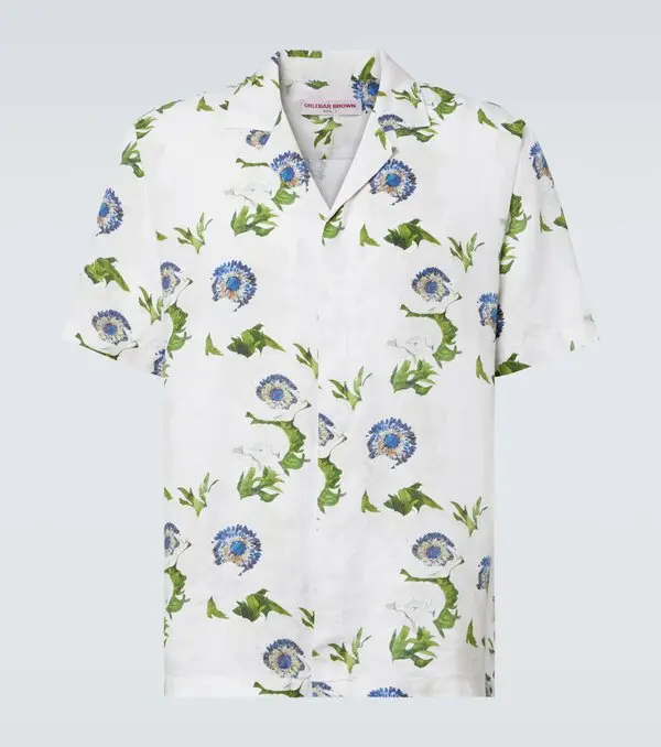 Orlebar Brown Maitan Floral Linen Bowling Shirt