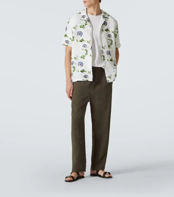 Orlebar Brown Maitan Floral Linen Bowling Shirt