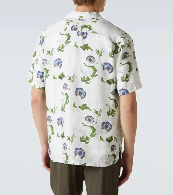 Orlebar Brown Maitan Floral Linen Bowling Shirt