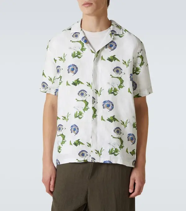 Orlebar Brown Maitan Floral Linen Bowling Shirt