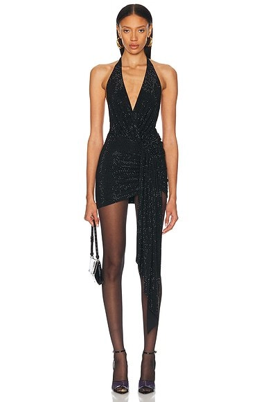 Alexandre Vauthier Macro Crystal Mini Dress - Black