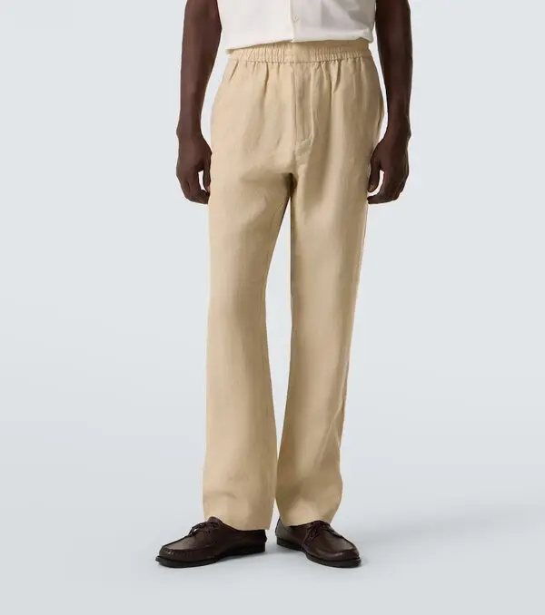Sunspel Linen Straight Leg Trousers