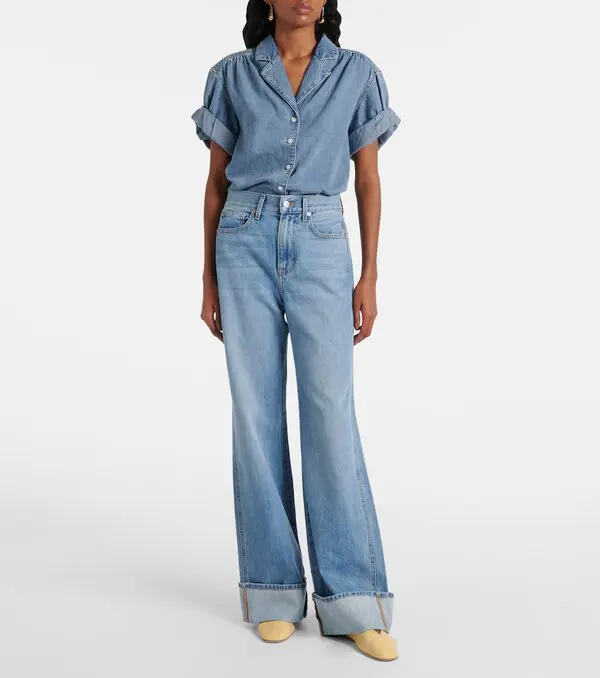Veronica Beard Taylor High-rise Wide-leg Jeans In Bright Nova
