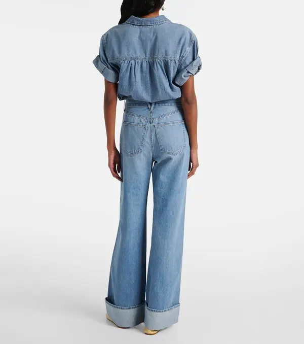 Veronica Beard Taylor High-rise Wide-leg Jeans In Bright Nova