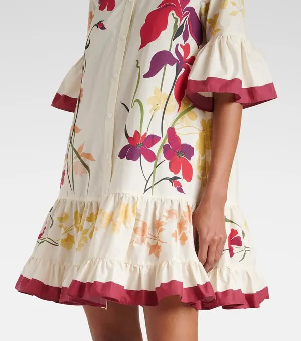 La DoubleJ Choux Floral Cotton Poplin Shirt Dress - White