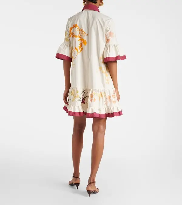 La DoubleJ Choux Floral Cotton Poplin Shirt Dress - White