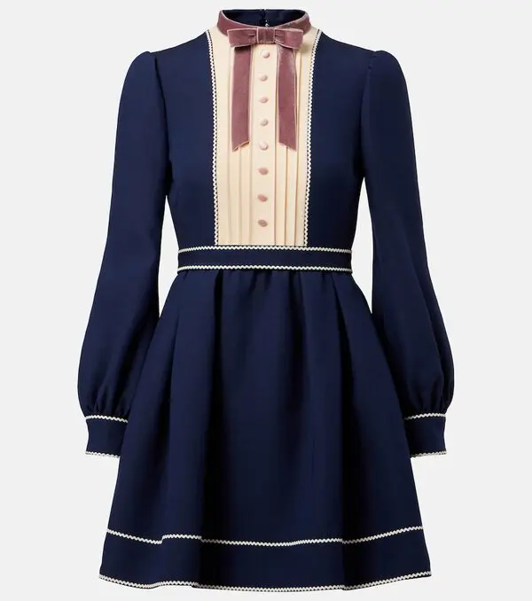 Valentino Garavani Crepe Couture Bow-detail Minidress - Blue