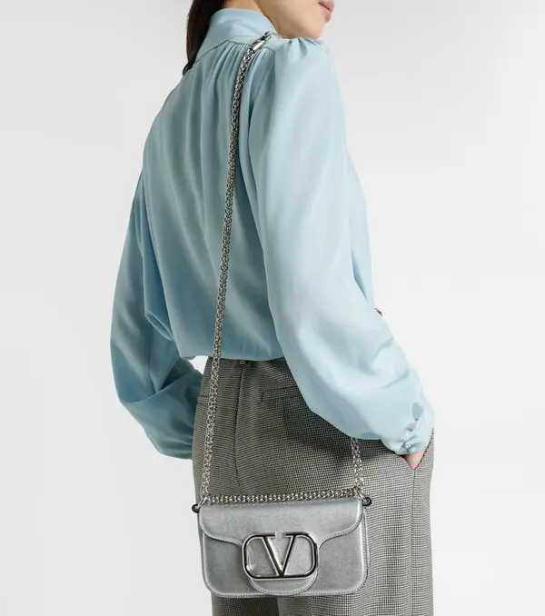 Valentino Garavani Loco Small Metallic Leather Shoulder Bag