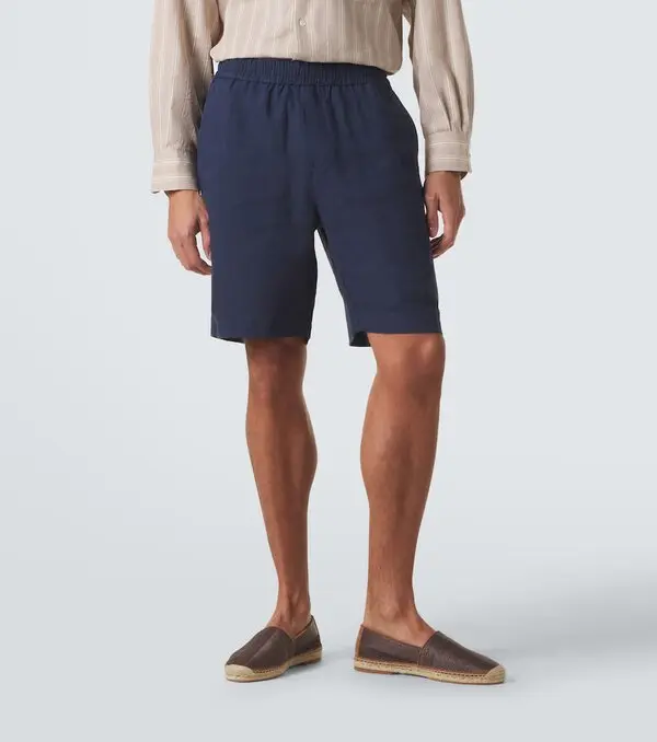Sunspel Linen Shorts - Blue