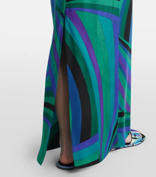 Emilio Pucci Printed Silk Maxi Dress And Cape Set
