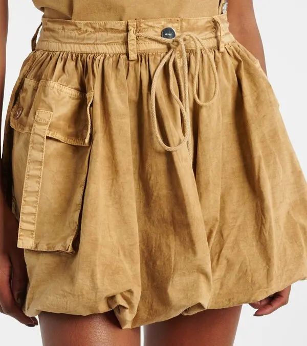 GANNI Cotton-blend Mini Skirt - Beige