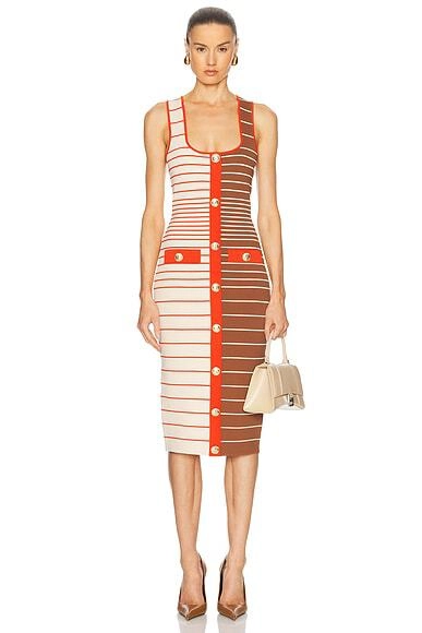 Retrofete Lyle Dress With Button Detail And Striped Knit Fabric - Multi