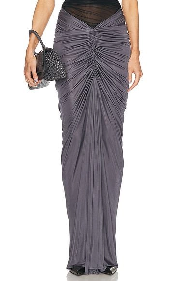 Atlein Ruched Pocket Long Skirt - Anthracite