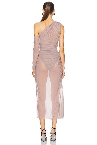 Atlein One Sleeve Draped Long Dress