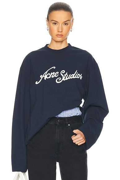 Acne Studios Crew Neck Long Sleeve Sweater With Logo Graphic