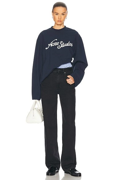 Acne Studios Crew Neck Long Sleeve Sweater With Logo Graphic