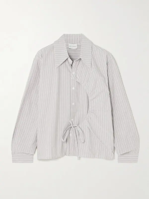DEIJI STUDIOS Arch Tie-detailed Striped Organic Cotton-poplin Shirt