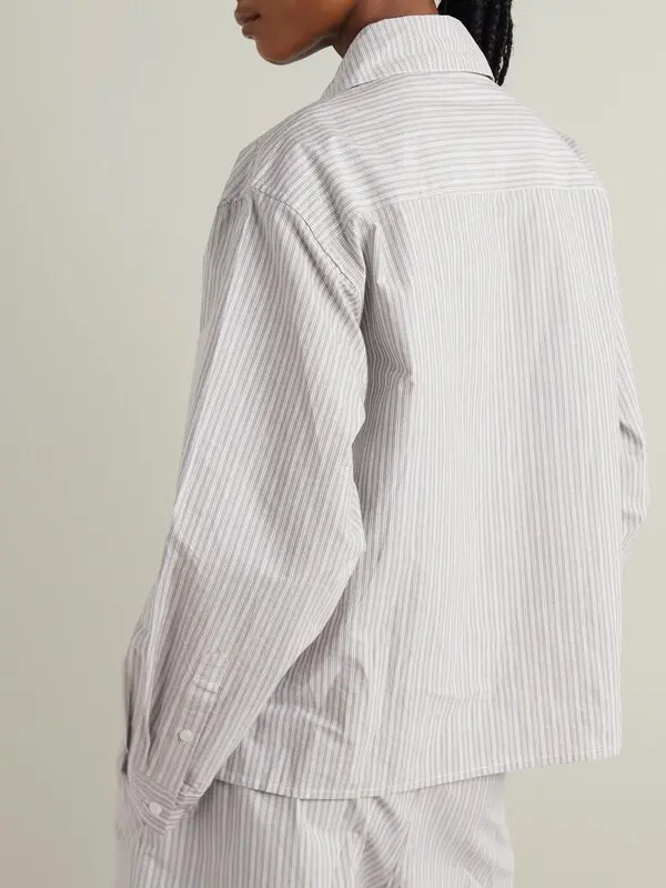 DEIJI STUDIOS Arch Tie-detailed Striped Organic Cotton-poplin Shirt