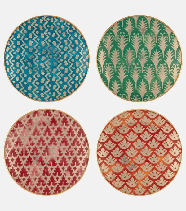 L'Objet X Fortuny Set Of 4 Earthenware Canape Plates - Multicoloured