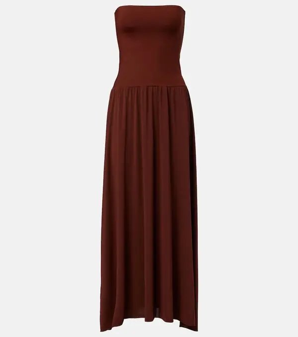 ERES Oda Pleated Maxi Dress - Brown