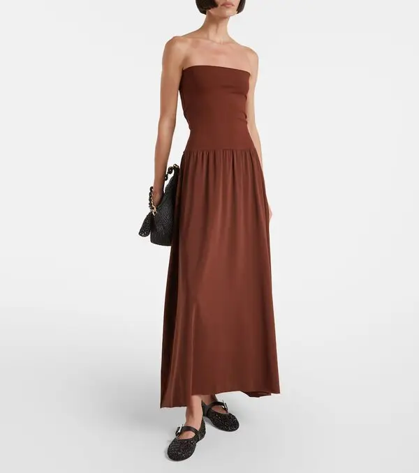 ERES Oda Pleated Maxi Dress - Brown
