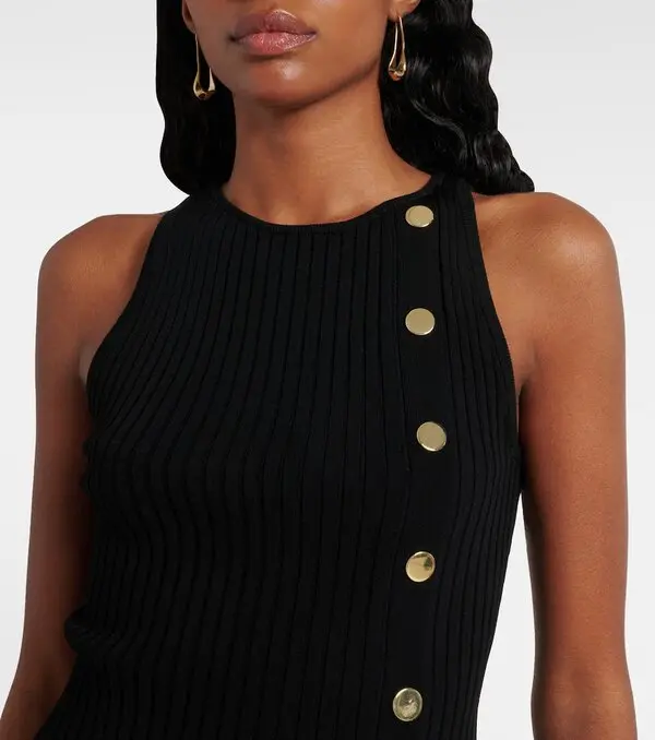Veronica Beard Nelson Embellished Ribbed-knit Top - Black
