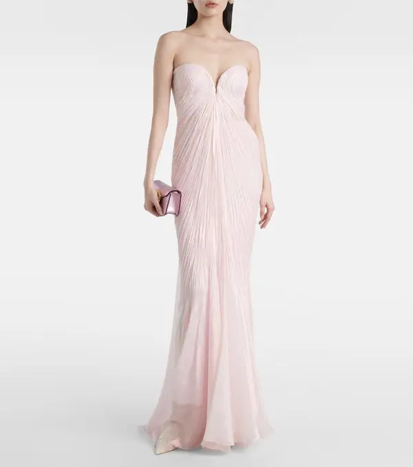 MARIA LUCIA HOHAN Meilien Pleated Silk-blend Chiffon Gown
