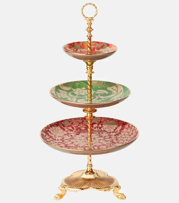 L'Objet Fortuny Gold-plated Porcelain Serving Stand - Multicoloured