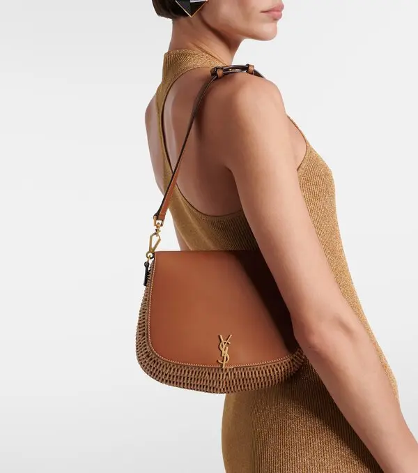 Saint Laurent Voltair Leather And Wicker Tote Bag