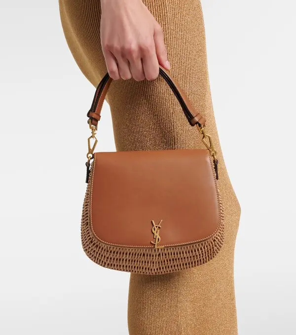 Saint Laurent Voltair Leather And Wicker Tote Bag