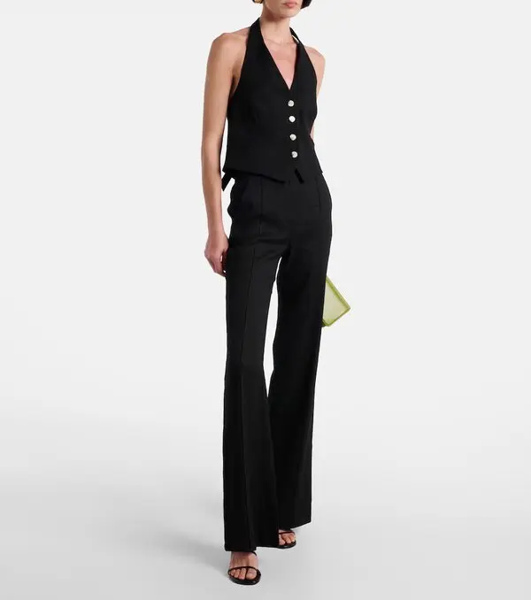Veronica Beard Komi High-rise Linen-blend Flared Pants