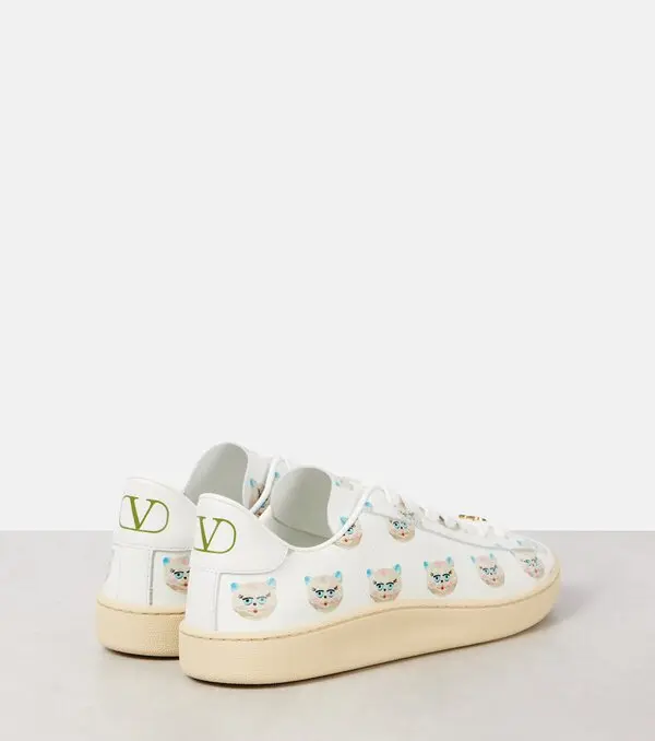 Valentino Garavani Royco Printed Leather Sneakers - White