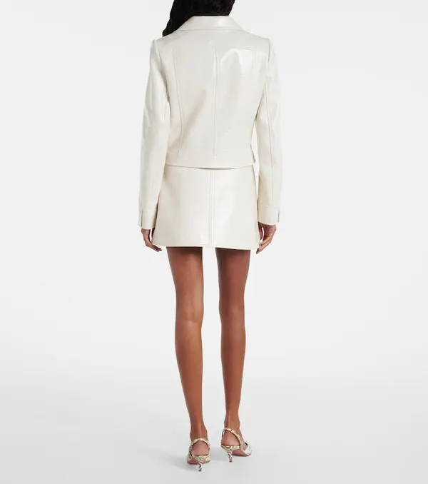 COURREGES Logo Faux Leather Jacket - White