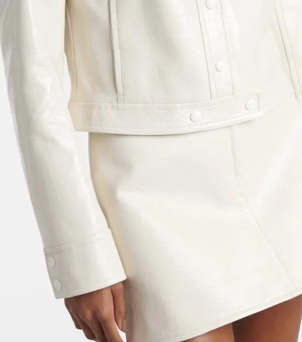 COURREGES Logo Faux Leather Jacket - White