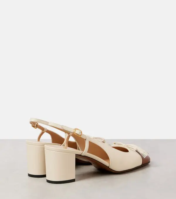 Valentino Garavani Leather Slingback Pumps With Buckle-fastening Ankle Strap