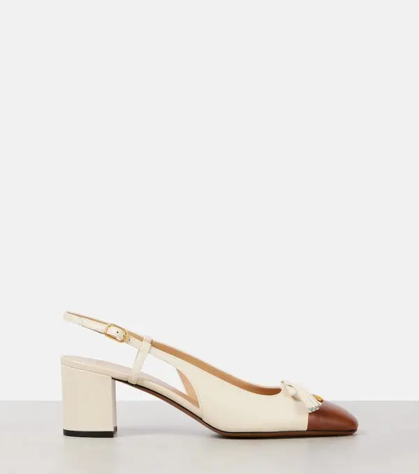 Valentino Garavani Leather Slingback Pumps With Buckle-fastening Ankle Strap