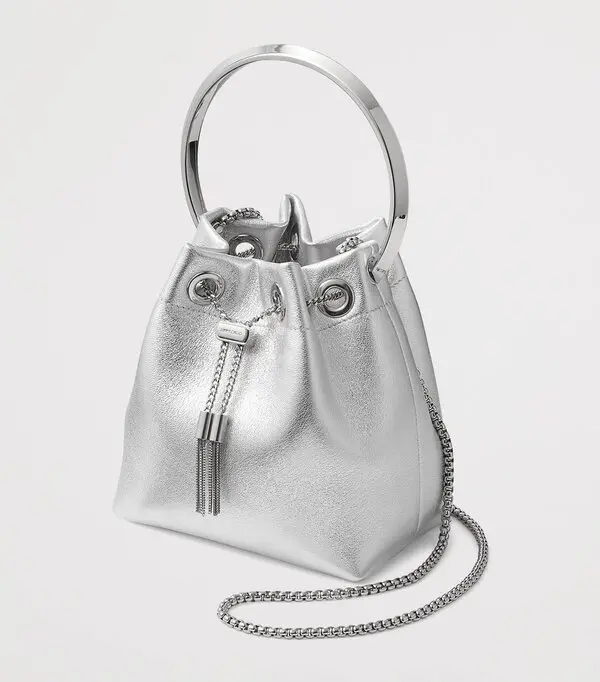 JIMMY CHOO Metallic Bon Bon Top-handle Bag - Silver