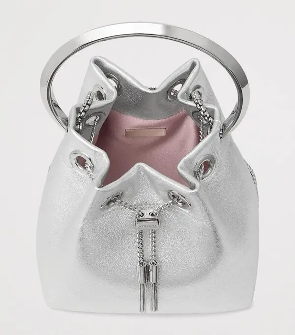 JIMMY CHOO Metallic Bon Bon Top-handle Bag - Silver