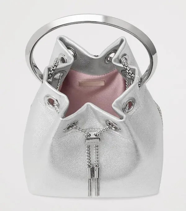 JIMMY CHOO Metallic Bon Bon Top-handle Bag - Silver